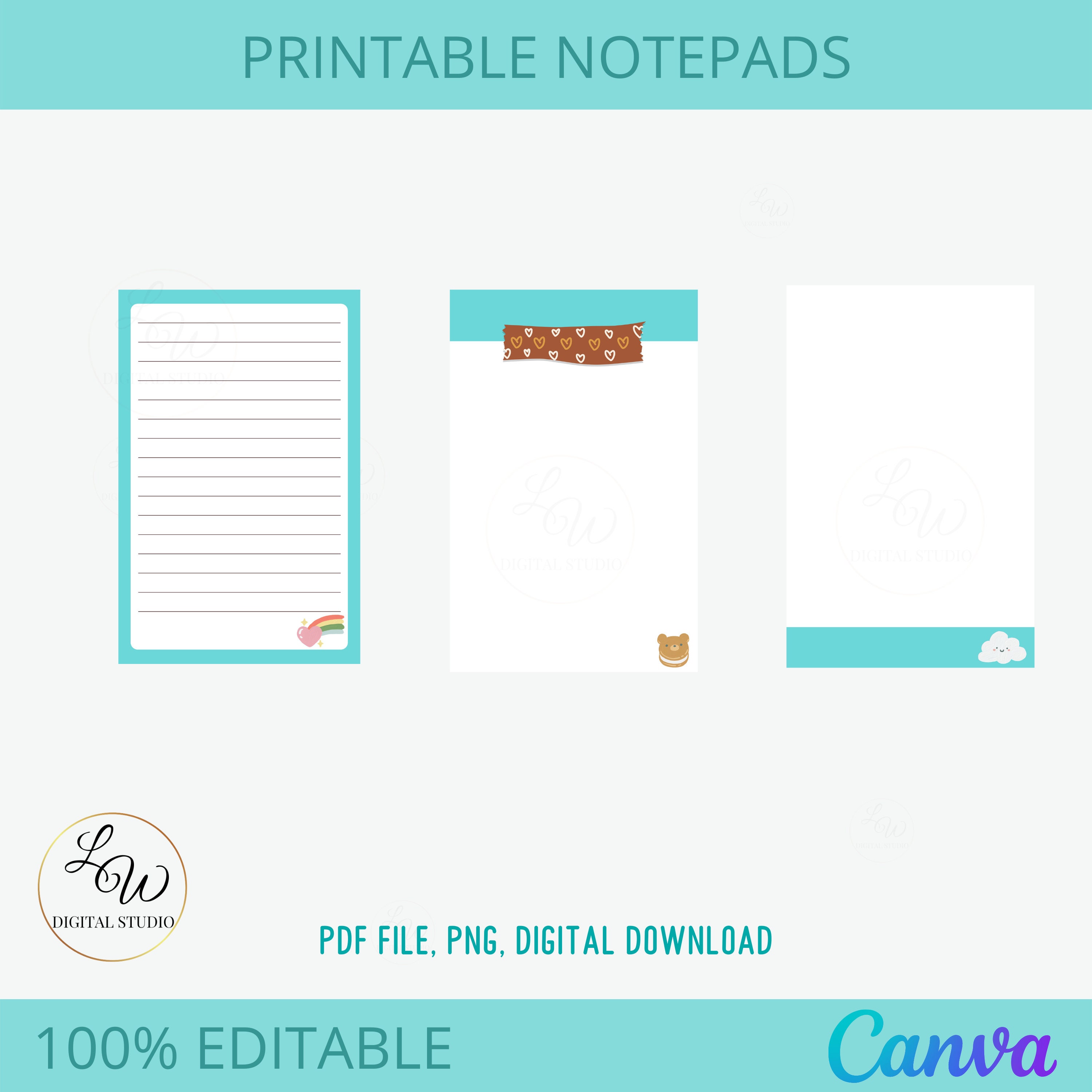 Printable Notepads Cute Functional Designs for School Planner Insert ...