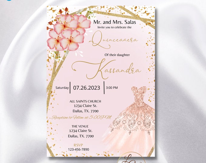 Invitaciones quinceañera oro rosa, invitaciones quinceañera ...