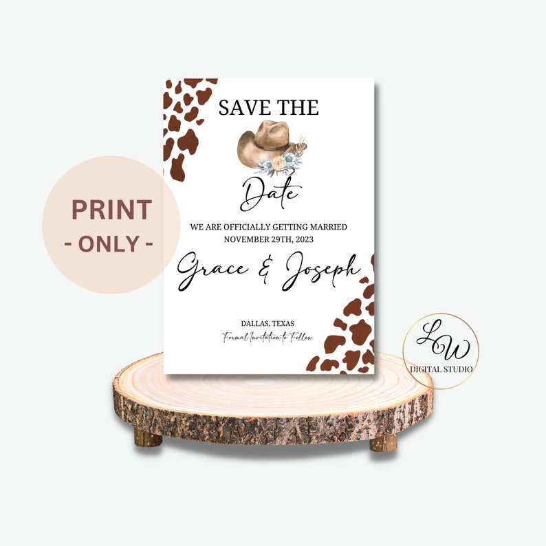 Printable Western Wedding Save the Date Announcement Template - Etsy