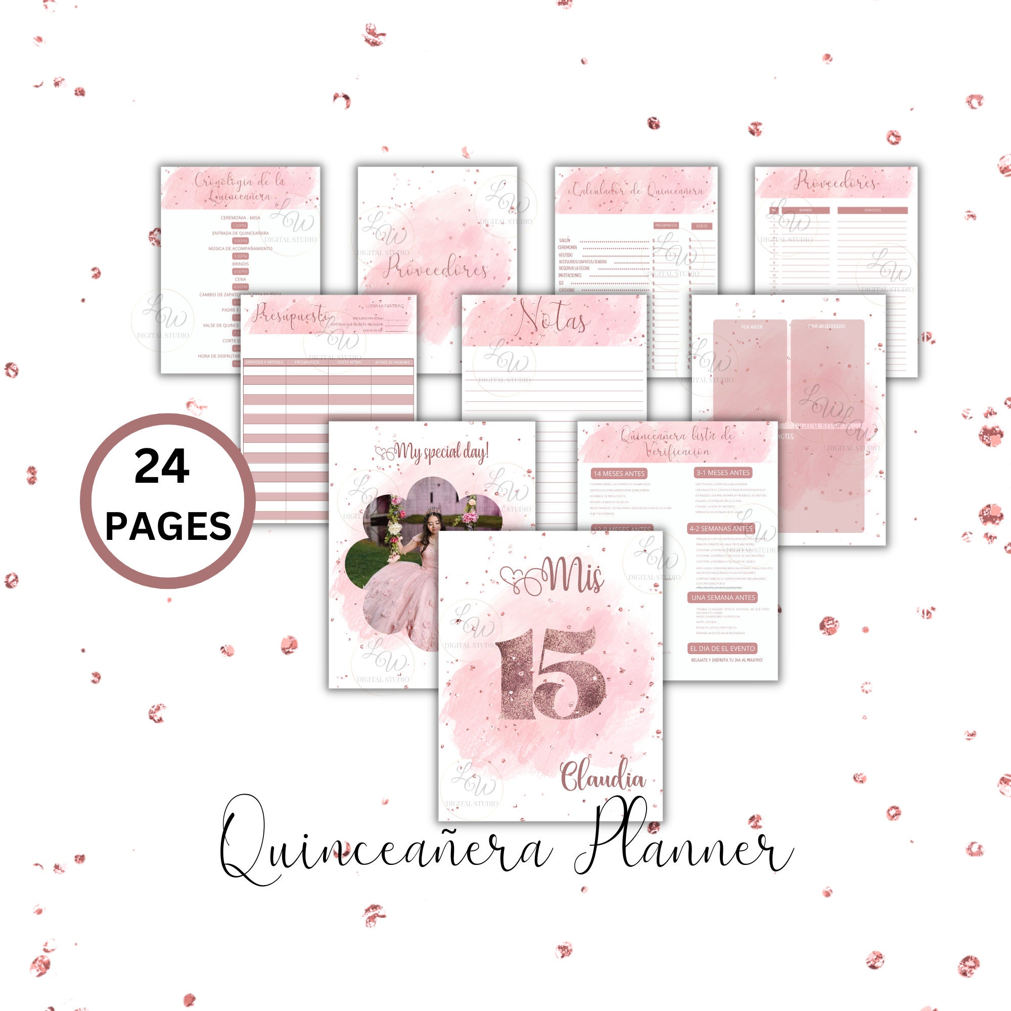 Quinceañera Planner En Español With Photo, Printable & Editable 15 Años ...