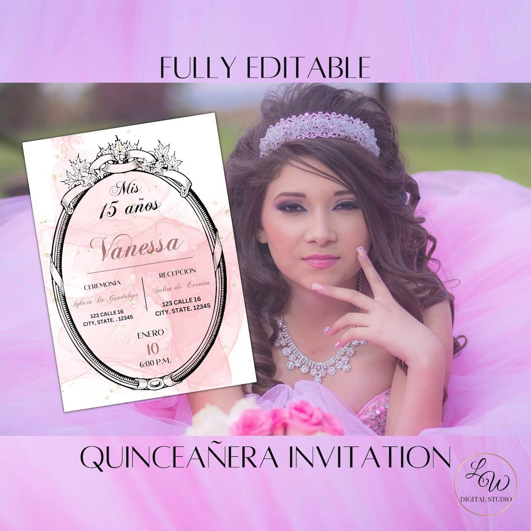 Quinceañera Mirror Invitation, Oval 15 Invitation Template for Beauty ...