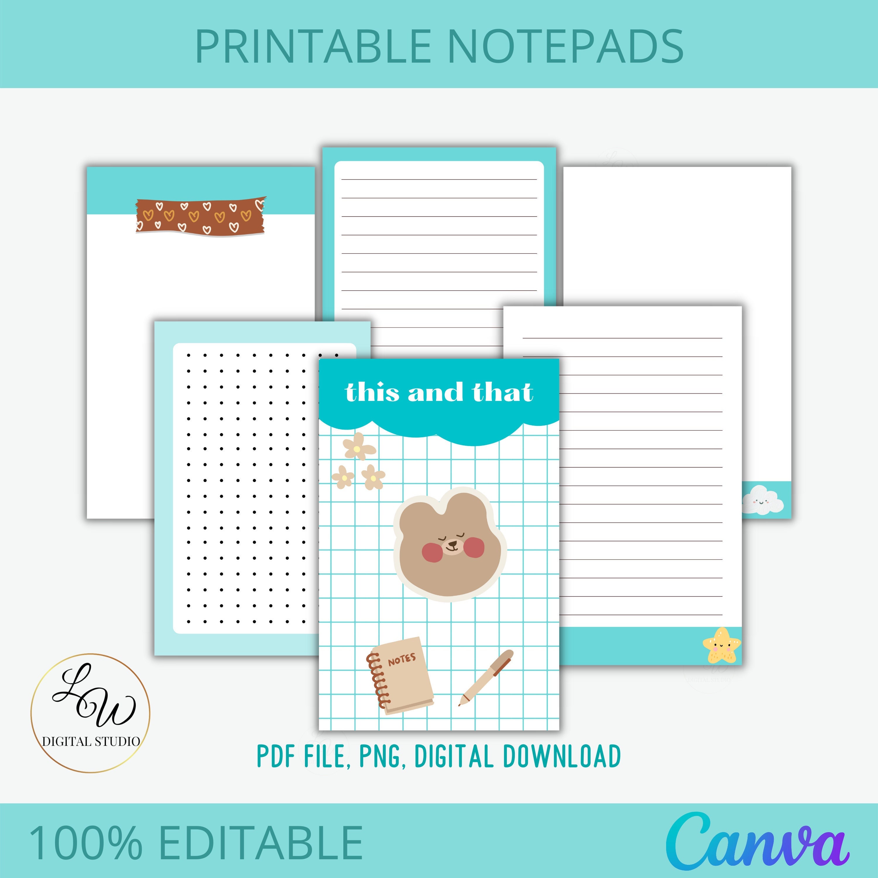 Printable Notepads Cute Functional Designs for School Planner Insert ...