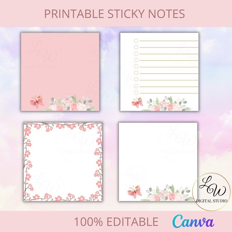 Printable Sicky Notes - Cute and Functional Designs - Editable Digital ...