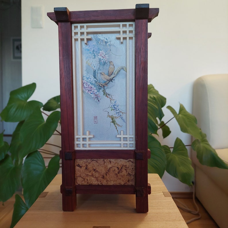 Wooden Lamp in Japanese Andon Type With Kumiko Panels - Etsy