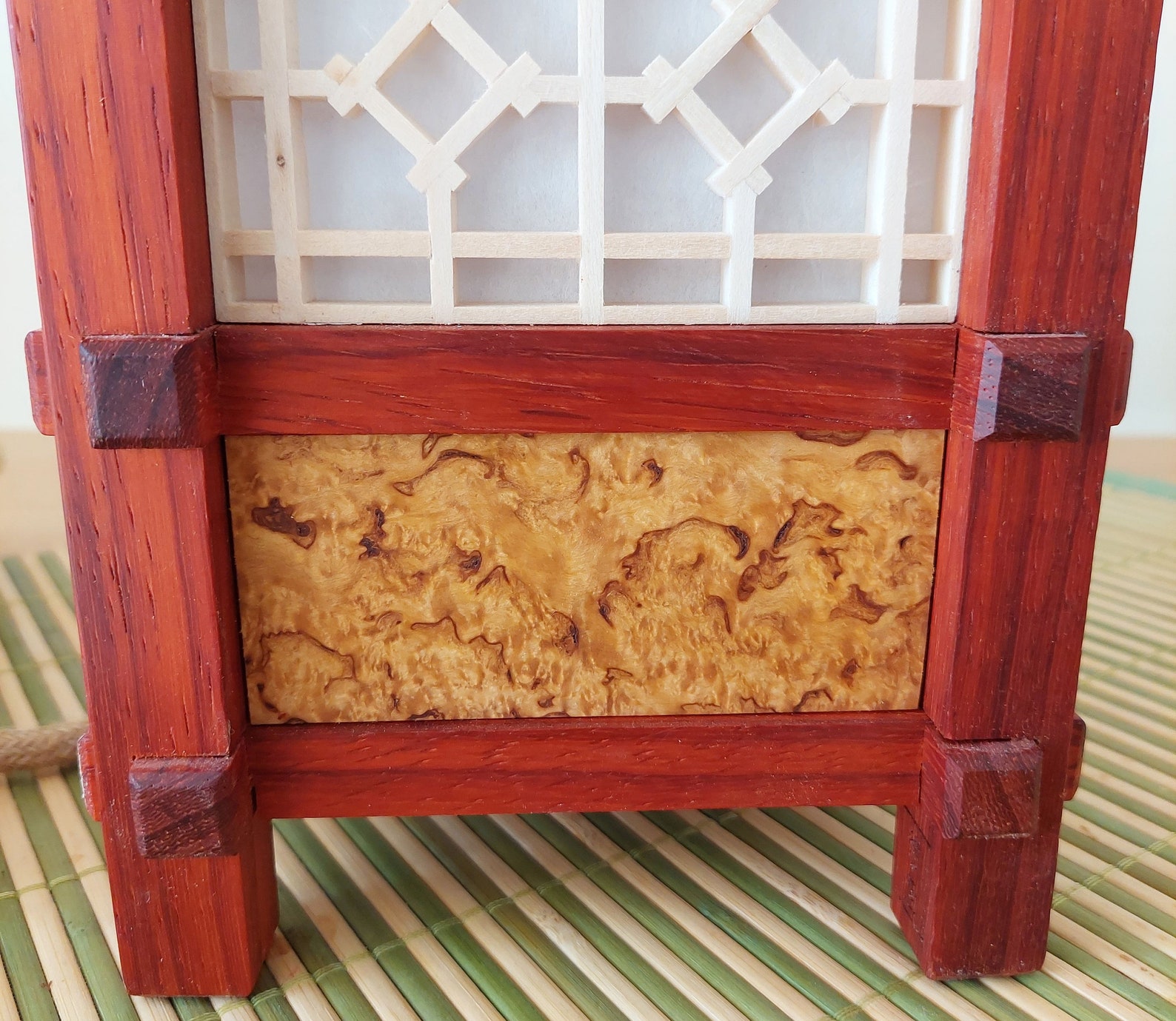 Wooden Lamp in Japanese Andon Type With Kumiko Panels - Etsy