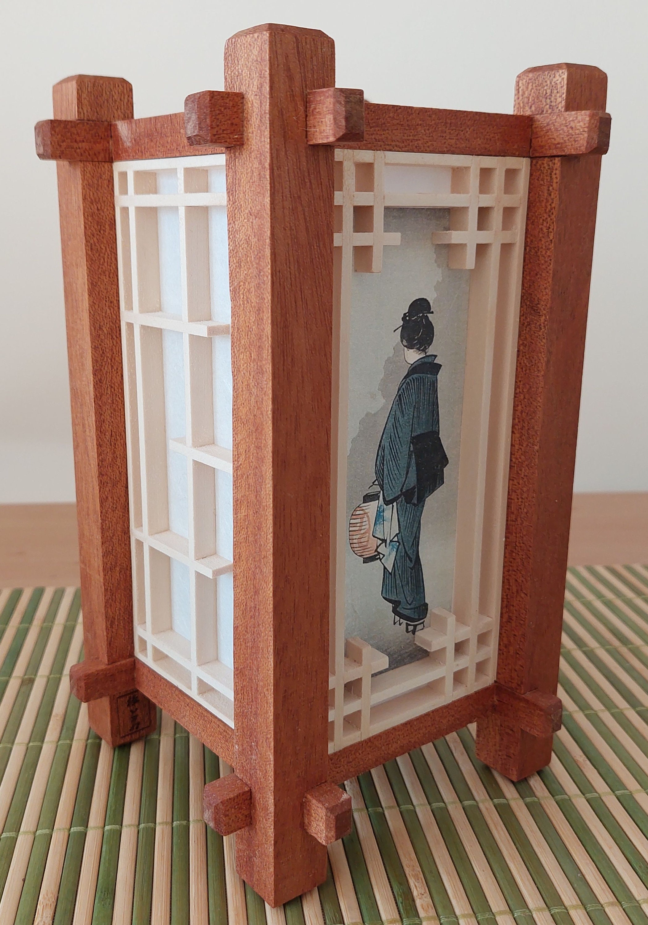 Lantern in Japanese Andon Style With Kumiko Panels - Etsy