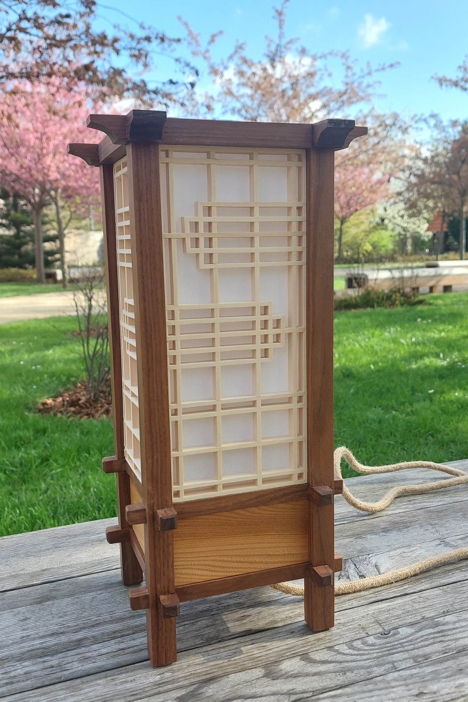 Japanese Wooden Lamp, Andon Style - Etsy