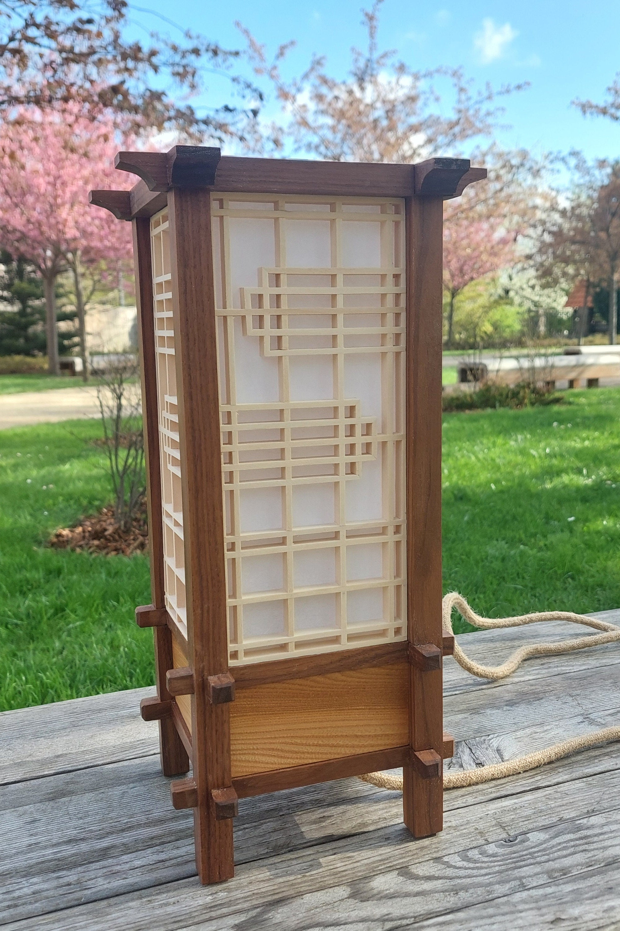 Japanese Wooden Lamp, Andon Style - Etsy