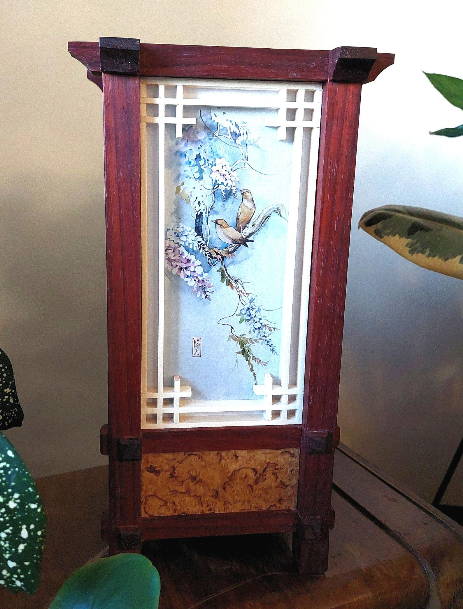 Wooden Lamp in Japanese Andon Type With Kumiko Panels - Etsy