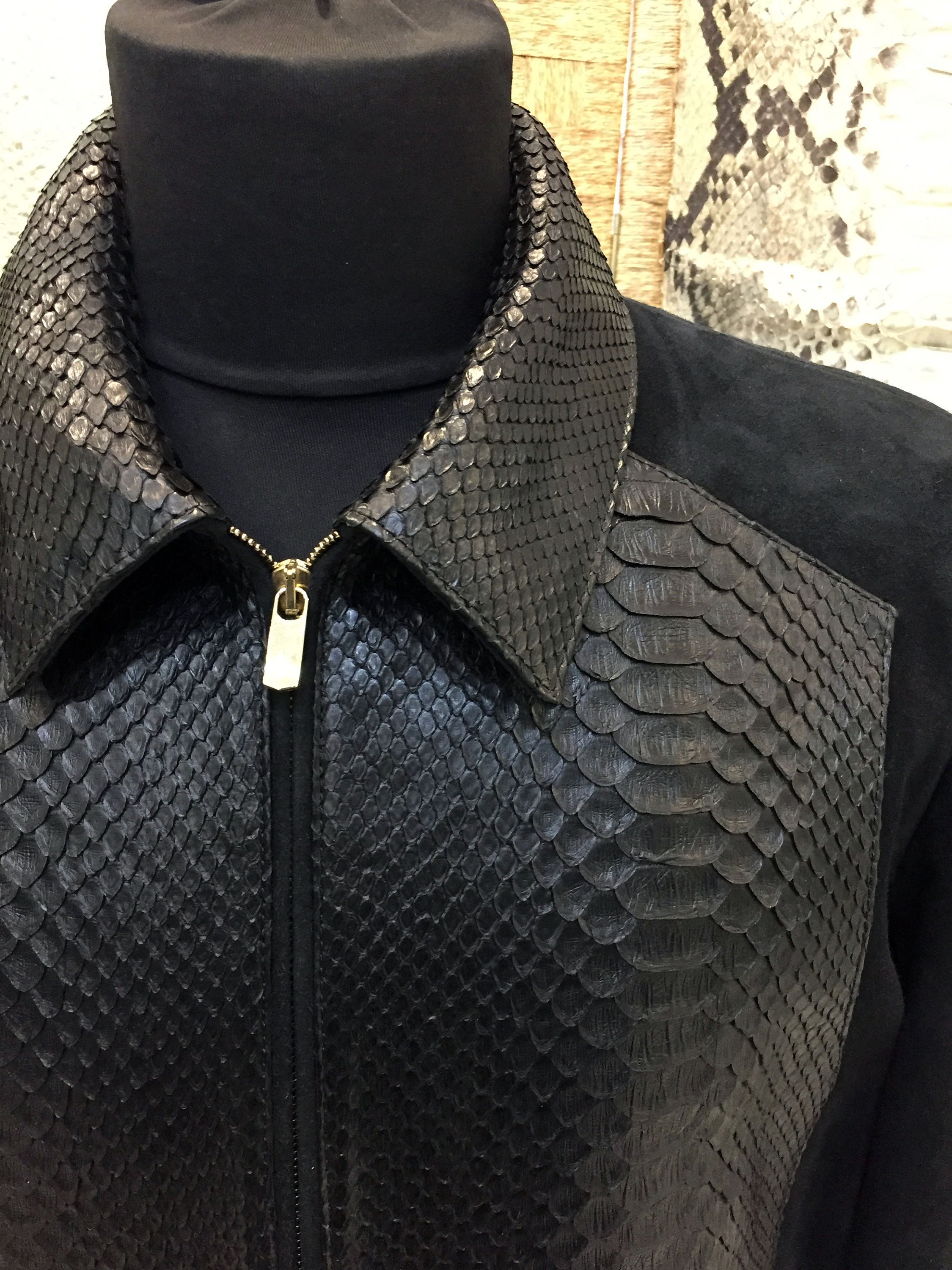 Men's Genuine Python Leather Snake Skin Black Premium Suede Jacket - Etsy