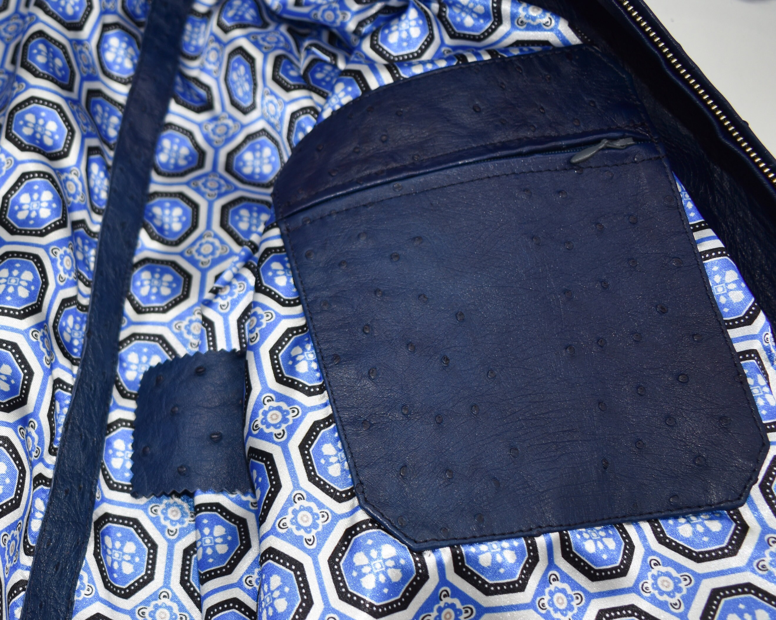 Genuine Ostrich Quill Leather Men's Navy Blue Luxury Handmade Jacket - Etsy