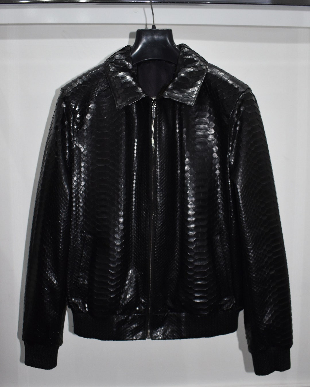 Men's Black Python Leather Exotic Snake Skin Luxury Bomber Jacket - Etsy