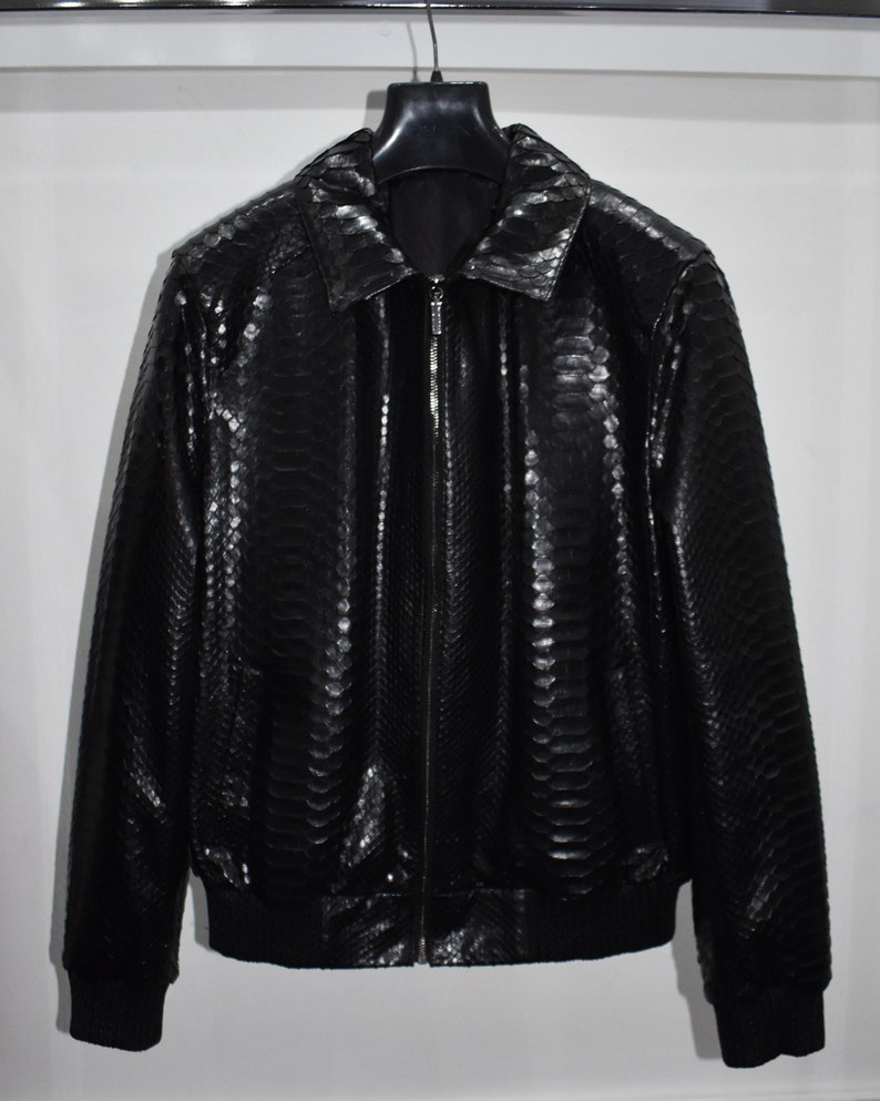Men's Black Python Leather Exotic Snake Skin Luxury Bomber - Etsy