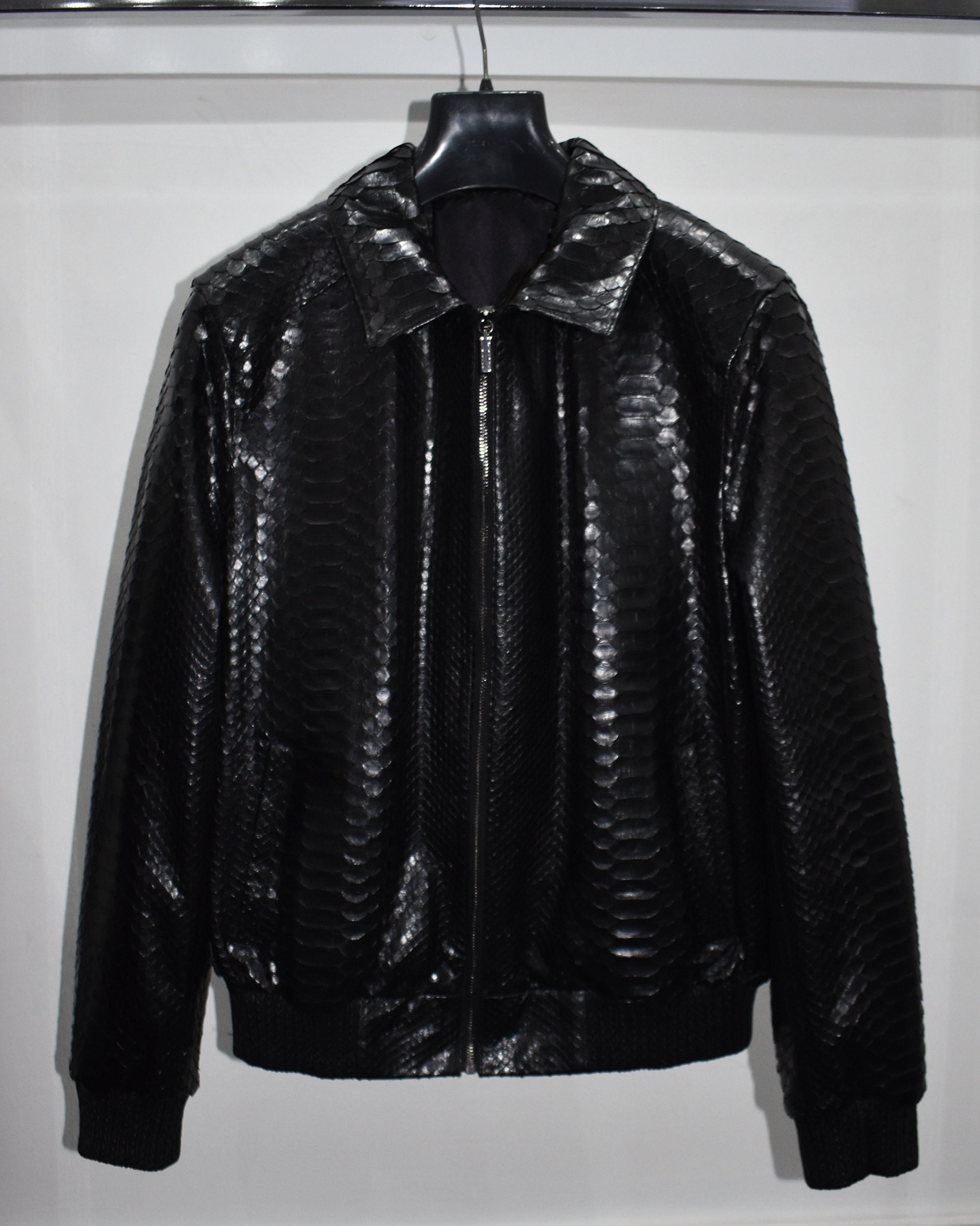Men's Black Python Leather Exotic Snake Skin Luxury Bomber Jacket - Etsy