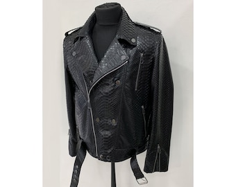 Men's Black Python Leather Exotic Snake Skin Luxury Bomber - Etsy