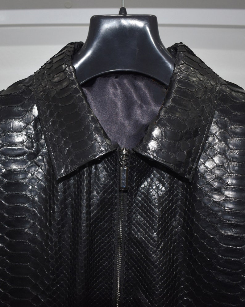 Men's Black Python Leather Exotic Snake Skin Luxury Bomber - Etsy
