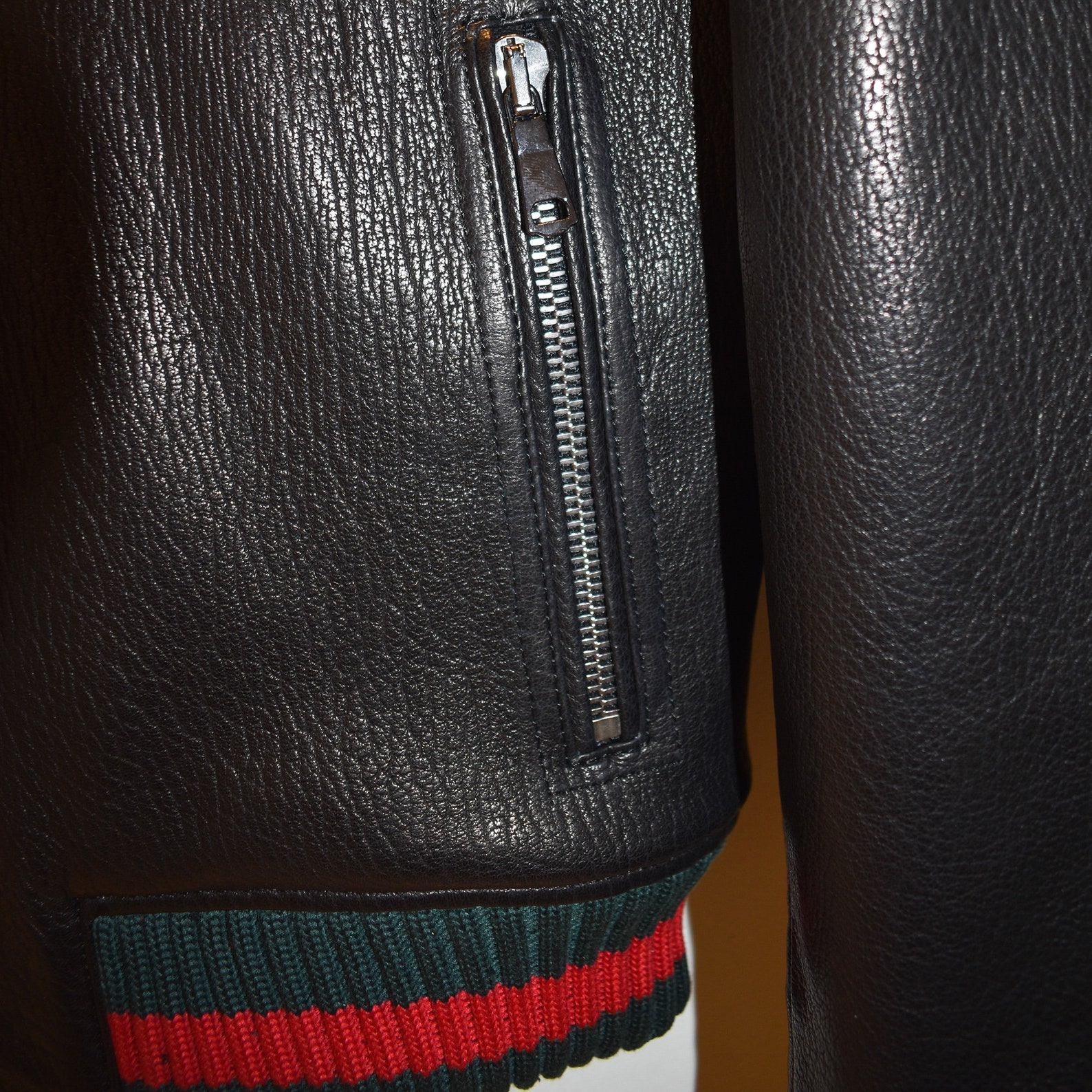 Men's Red Green Italian Color Stripes Black Textured Genuine Leather ...