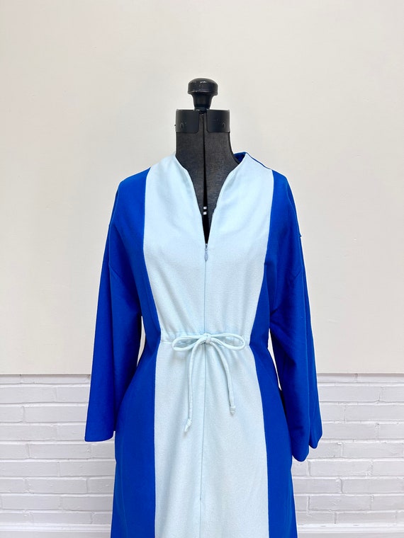 1960s Shadowline Half-Zip Blue Robe/ 60s Mod - Gem