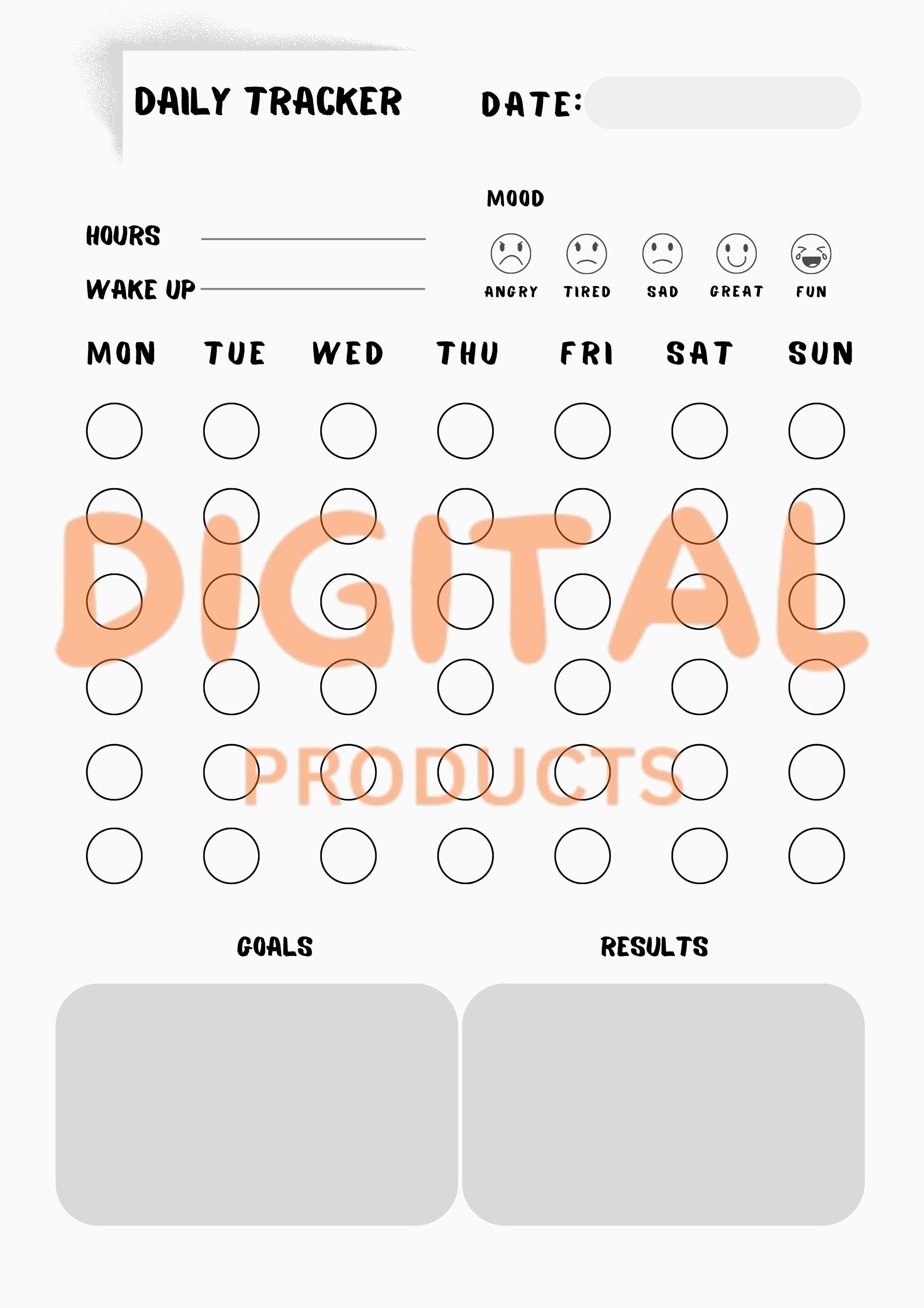 Printable Daily Tracker PDF Track Habits, Goals Productivity - Etsy