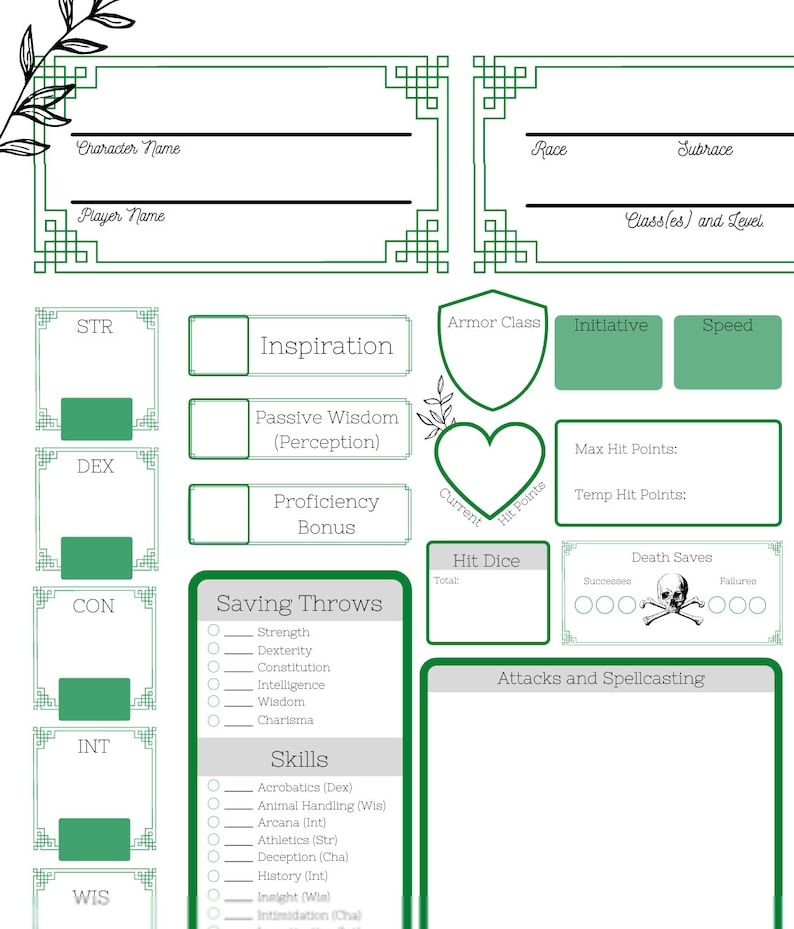 Downloadable Printable D&D 5e Character Sheet and Inventory - Etsy