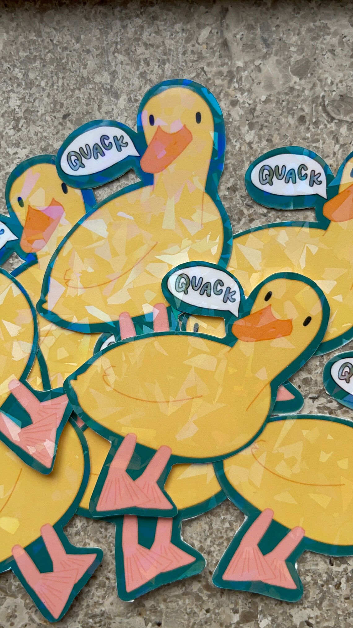 Quacky Duck Holographic Sticker Waterproof Sticker - Etsy