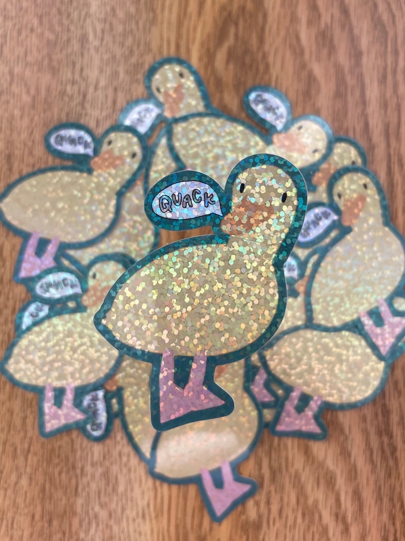 Quacky Duck | Holographic Sticker | Waterproof Sticker - Etsy