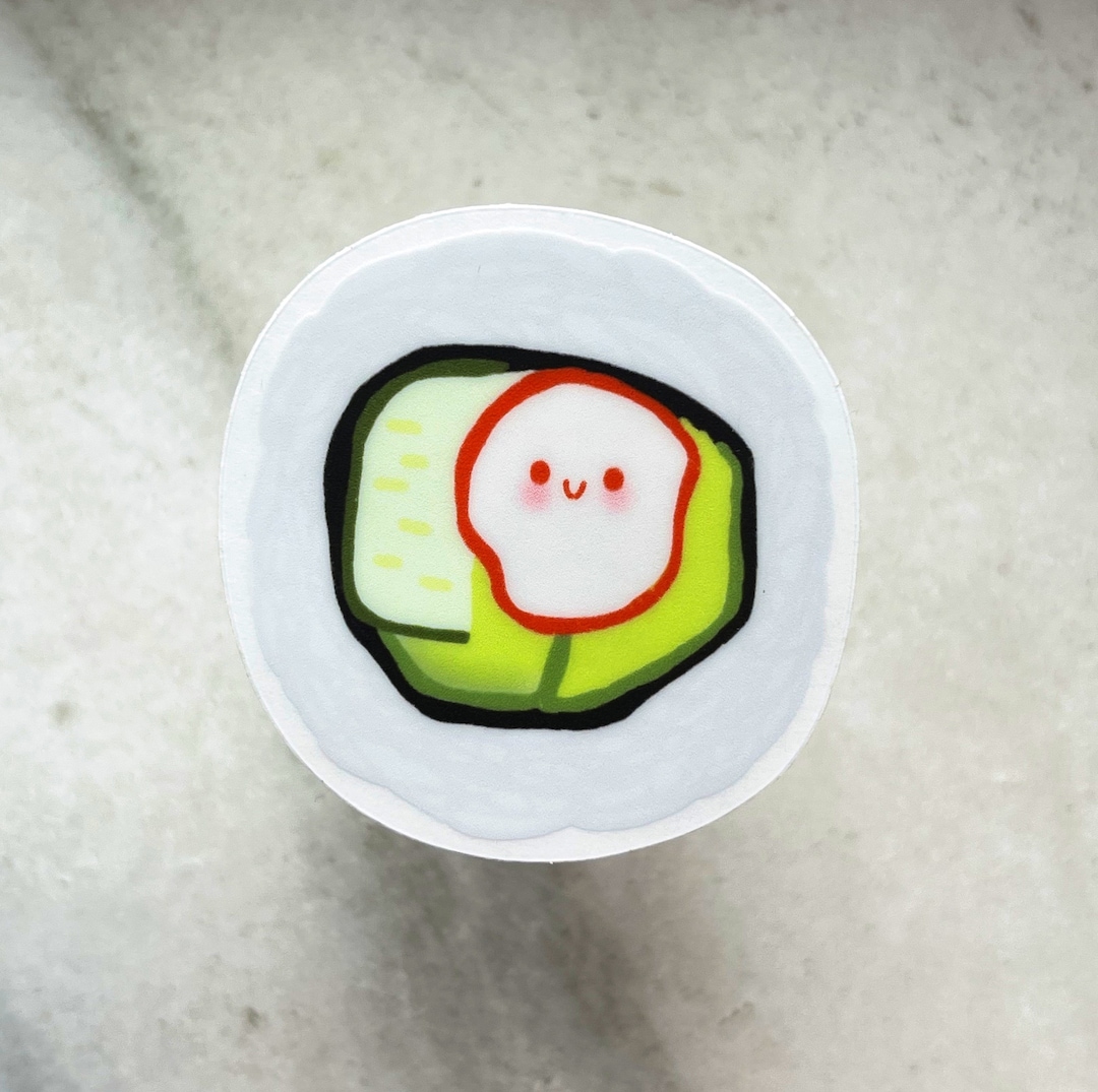 CLEAR Lil Sushi | Vinyl Sticker | Waterproof Sushi Sticker - Etsy