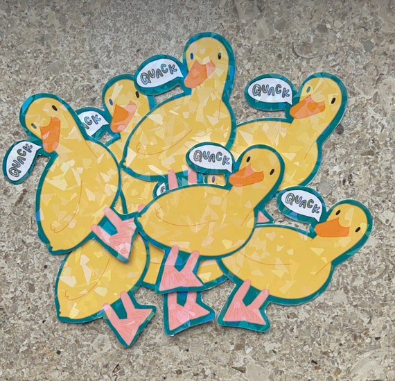 Quacky Duck Holographic Sticker Waterproof Sticker | Etsy