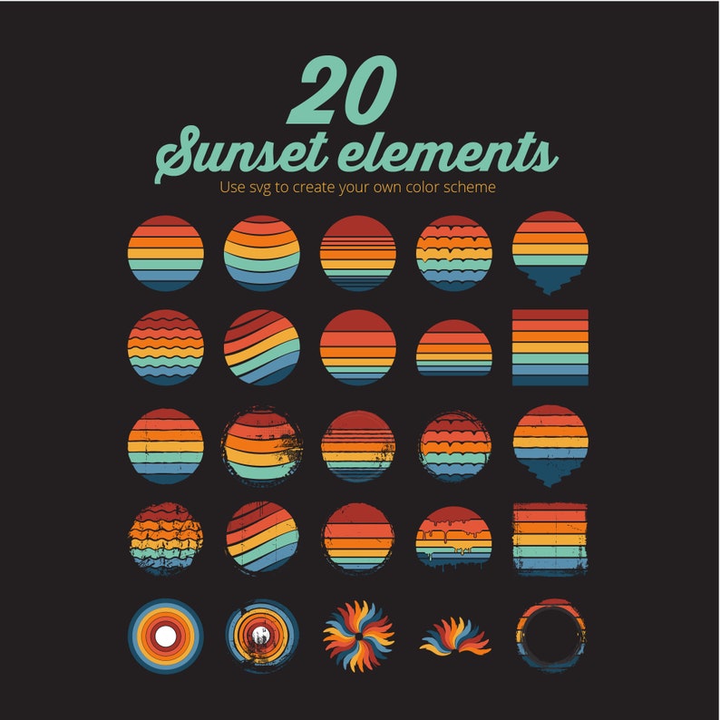 Retro Sunset SVG | Retro Sunset PNG | Retro Sunset Vector | Retro ...