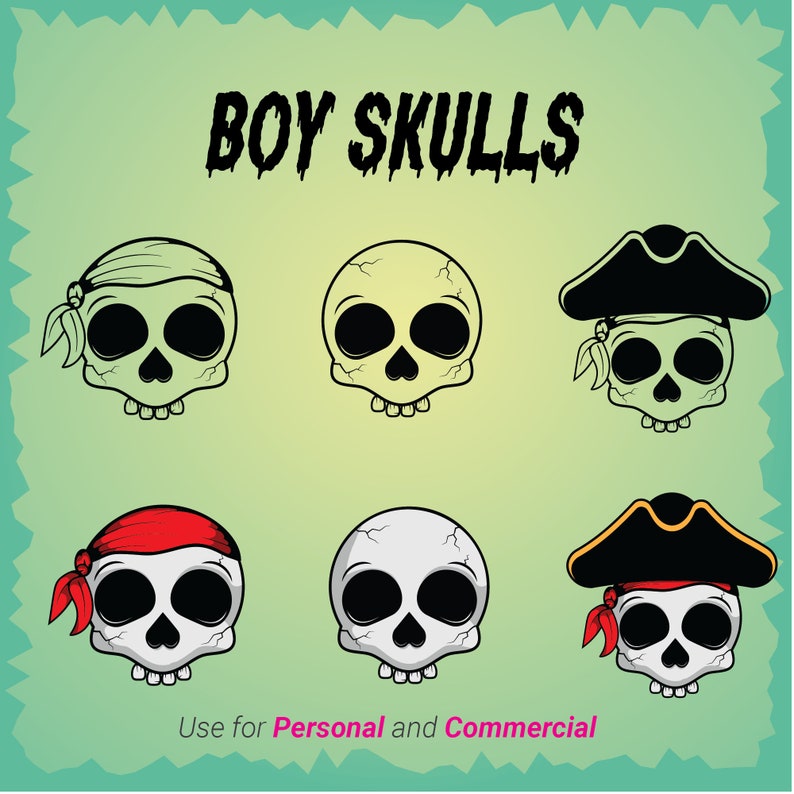 Cute Skull SVG Bundle | Cute Girl Skull | Pirate Skull SVG | Halloween ...