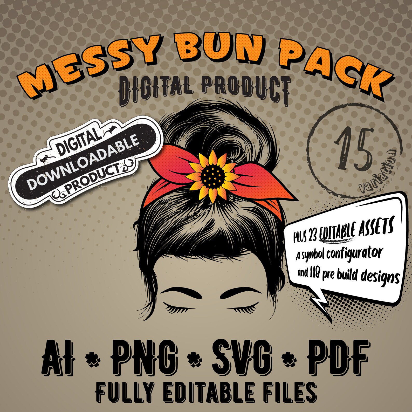 Messy Bun SVG Bundle | Messy Bun Hair Svg | Files for Cricut ...