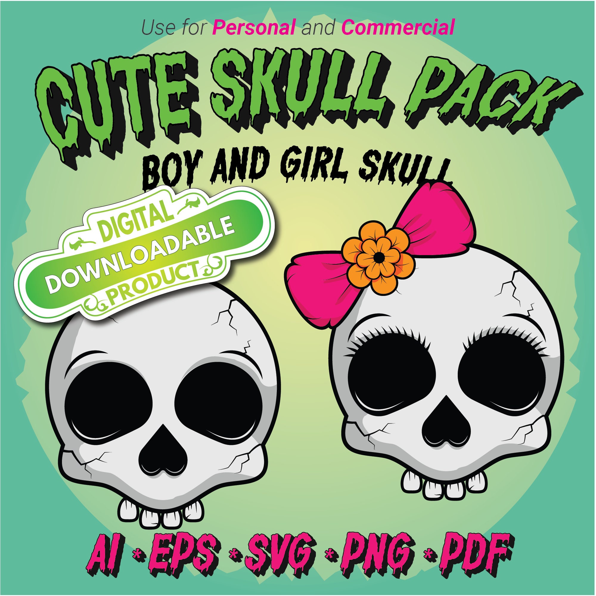 Cute Skull SVG Bundle Cute Girl Skull Pirate Skull SVG - Etsy