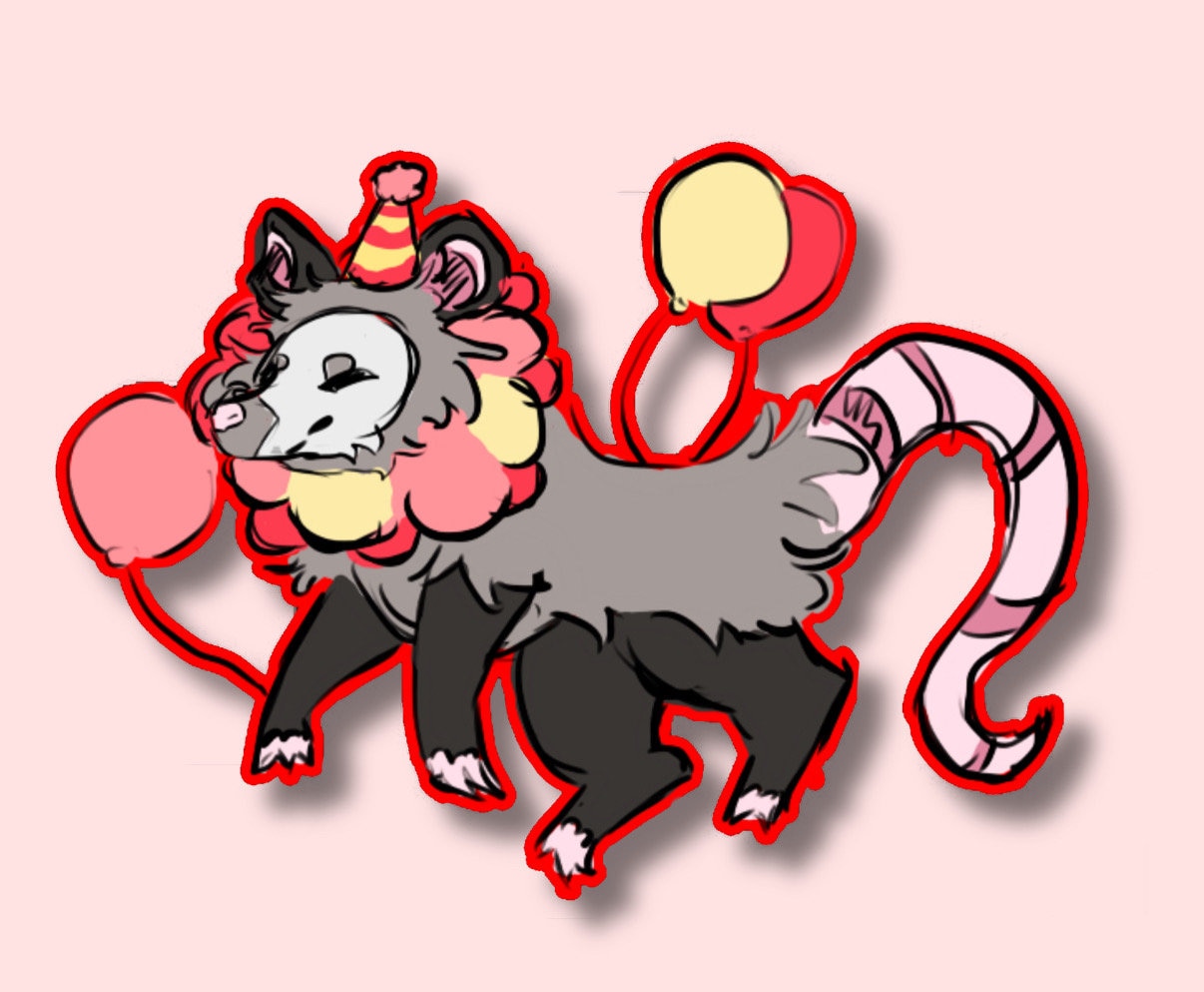Cute Clown Possum Sticker! - Etsy