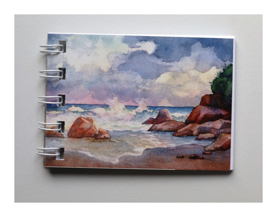 Mini Spiral Notebook | Ocean, Beach, Waves, Sea | Original Watercolor ...