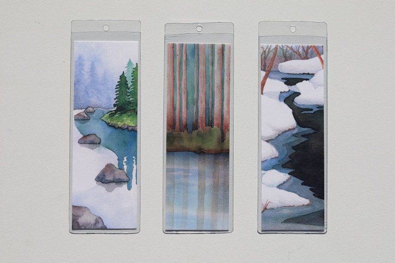 Nature Bookmarks | Lake, Creek | Single or Set | 2x6 | Watercolor Art ...