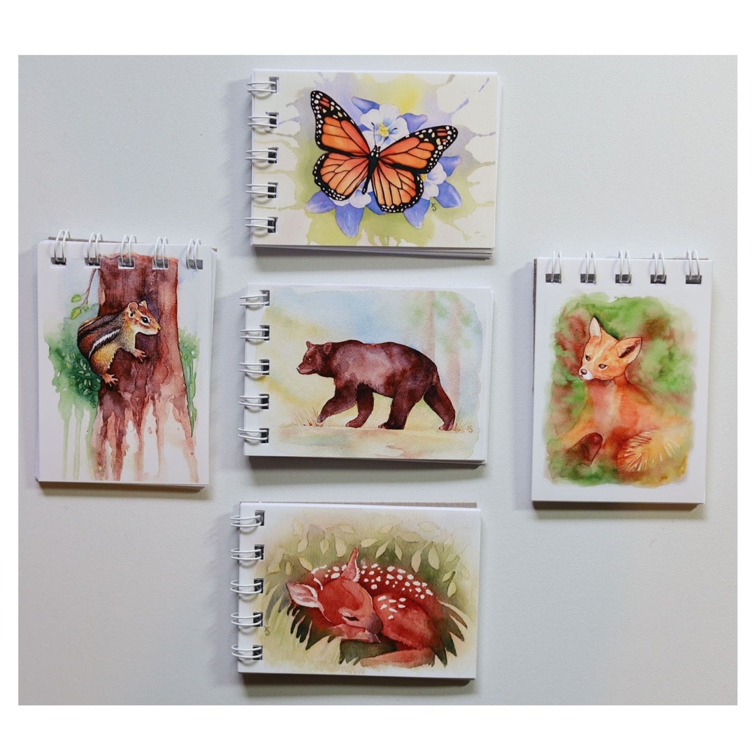 Mini Spiral Notebooks | Animals and Insects | Watercolor Art - Etsy