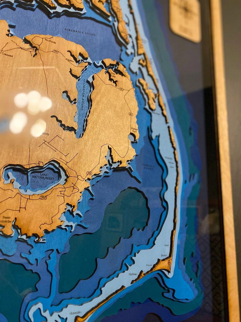 Outer Banks Bathymetric Layered Map **physical Product - Etsy