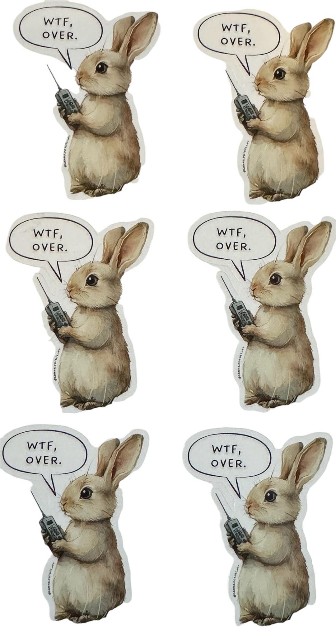 WTF. OVER. Walkie Talkie Bunny Stickers - Etsy