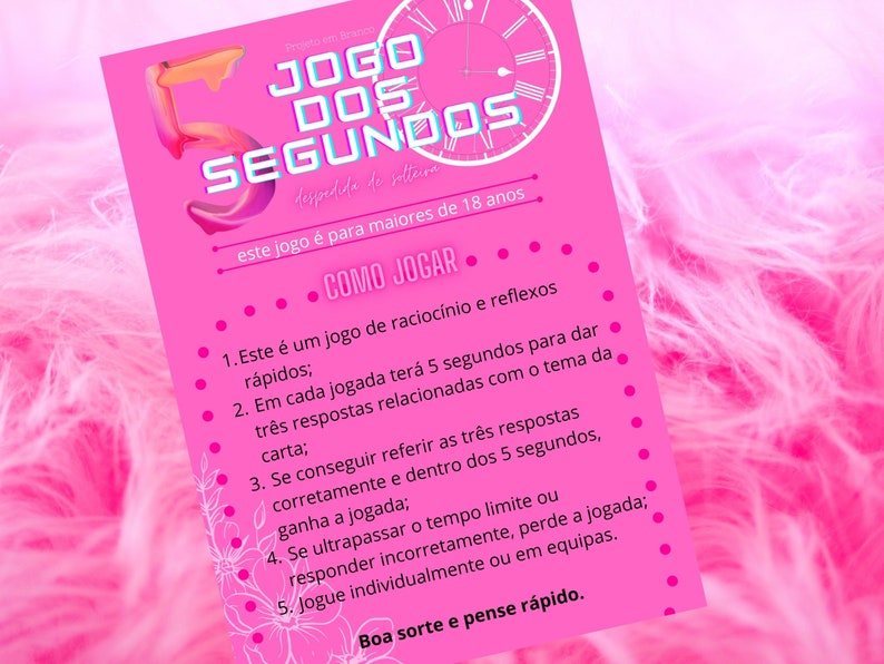 Jogo Despedida De Solteira Jogo Dos 5 Segundos Bachelorette Bridal Game ...