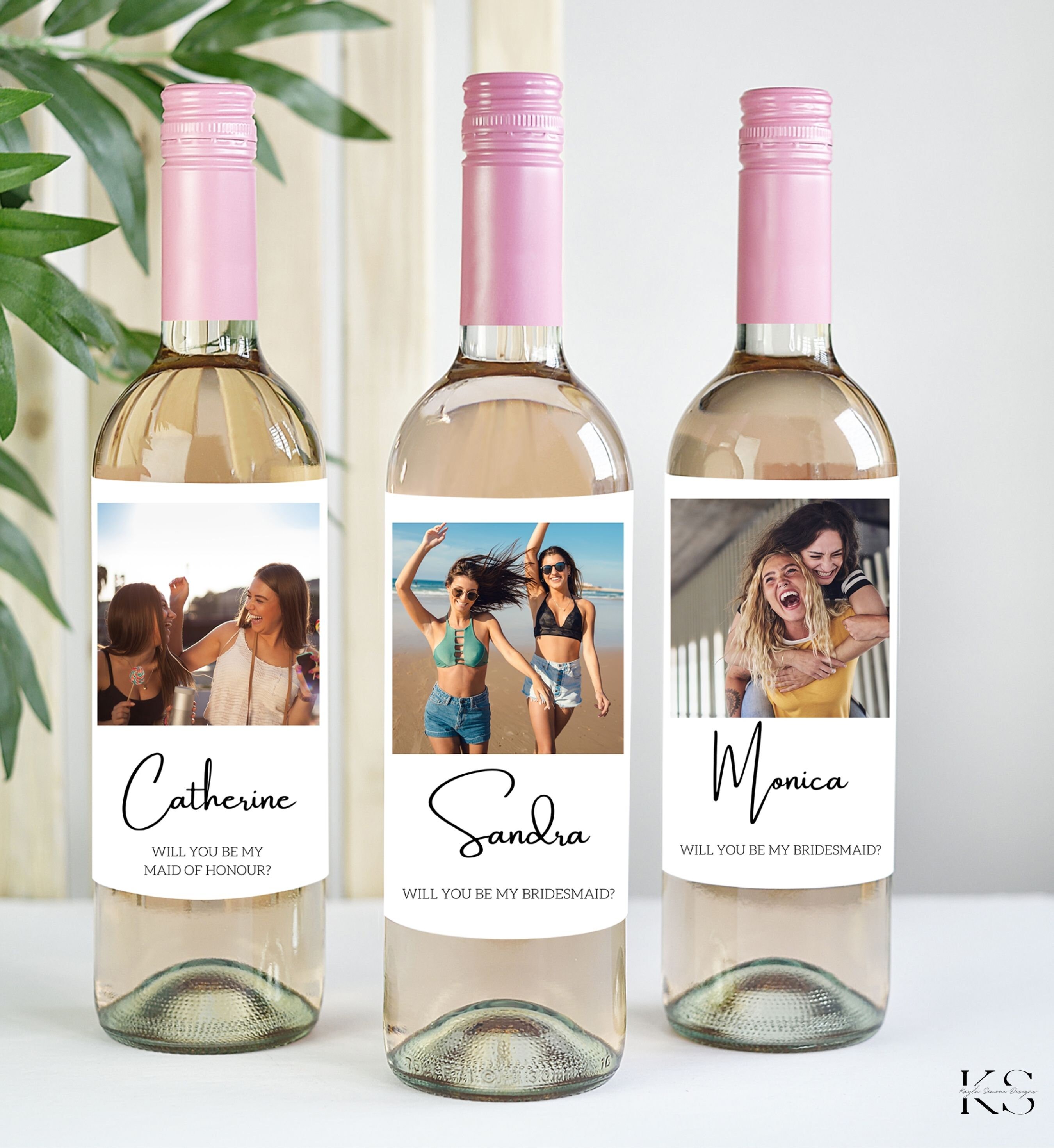 Janet - Minimalist Bridesmaid Proposal Wine Label Template | Unique ...
