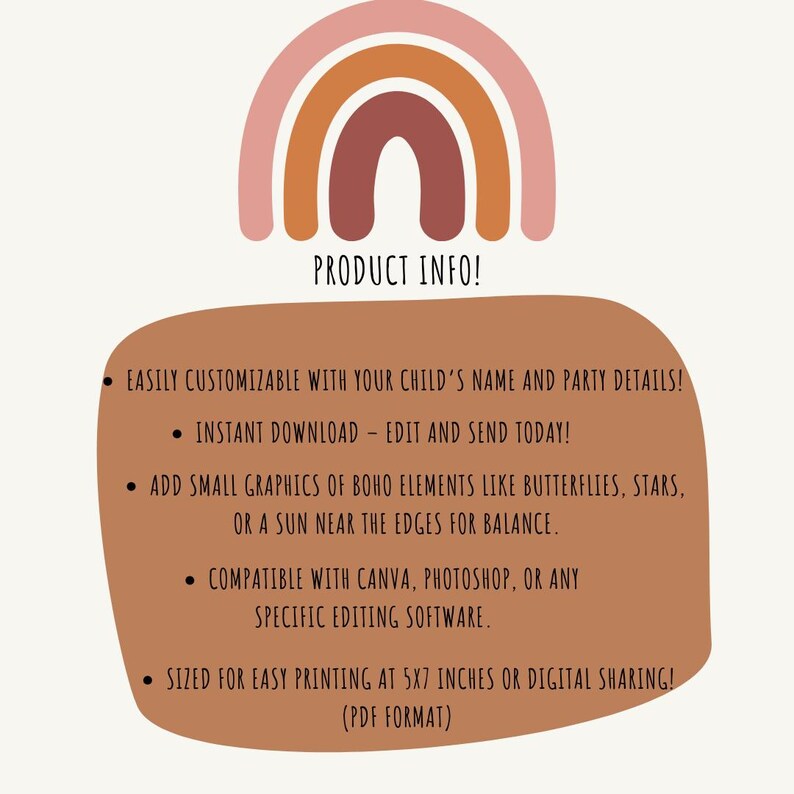 Editable Boho Birthday Invitation, Printable Boho Birthday Invitation ...