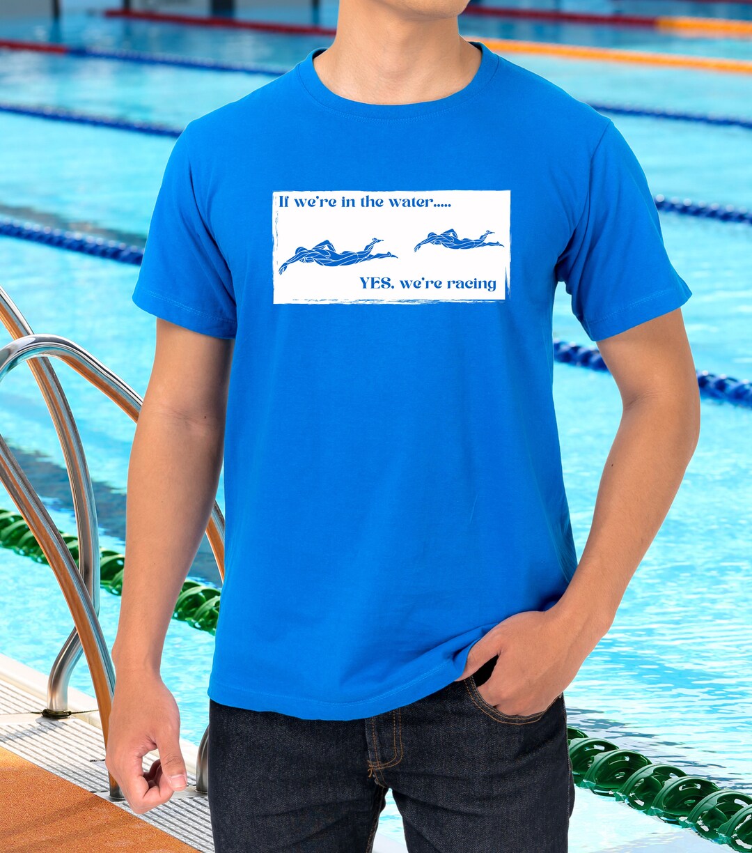 Yes We're Racing Blue & White Swimming Swim Sports High School - Etsy