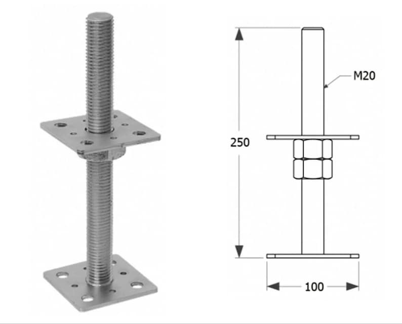 Heavy Duty Galvanised Height Adjustable Pergola Post Support ...