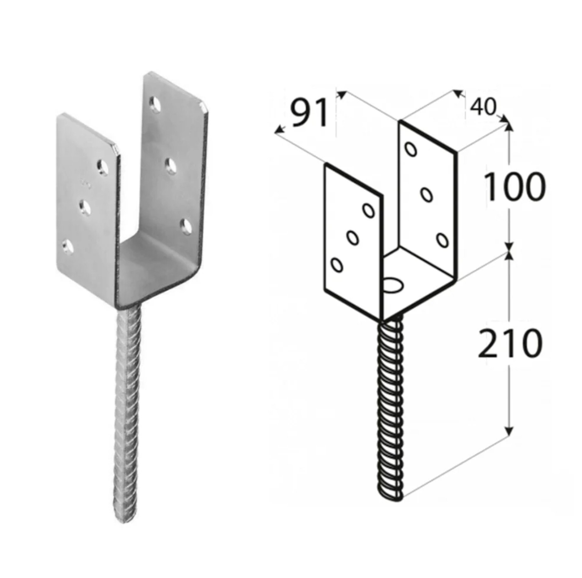 Galvanised Concrete in U Shape Pergola Post Support – 40mm Depth - Etsy