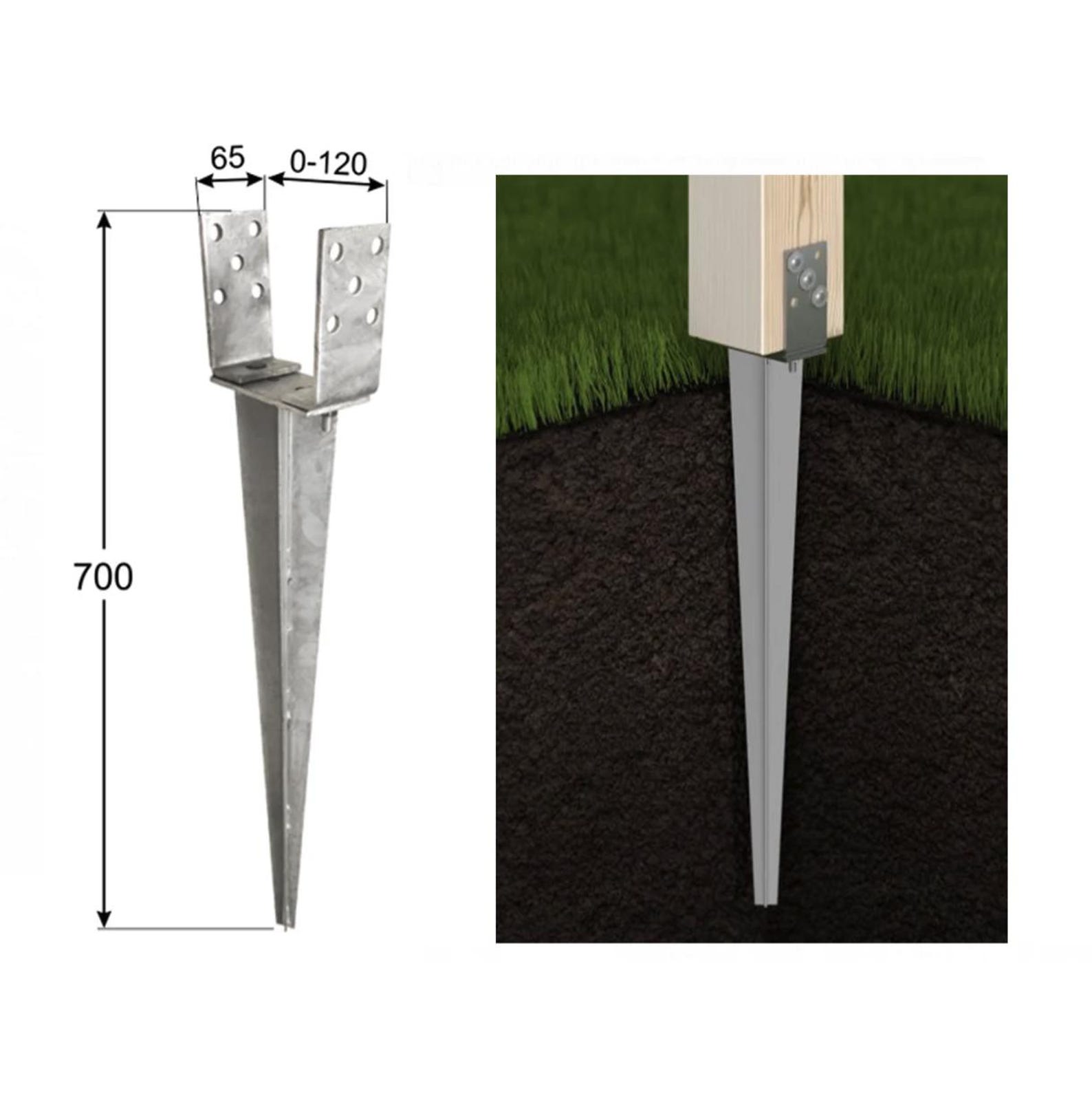 Heavy Duty Galvanised Adjustable Width Post Spike Support | Adjustable ...