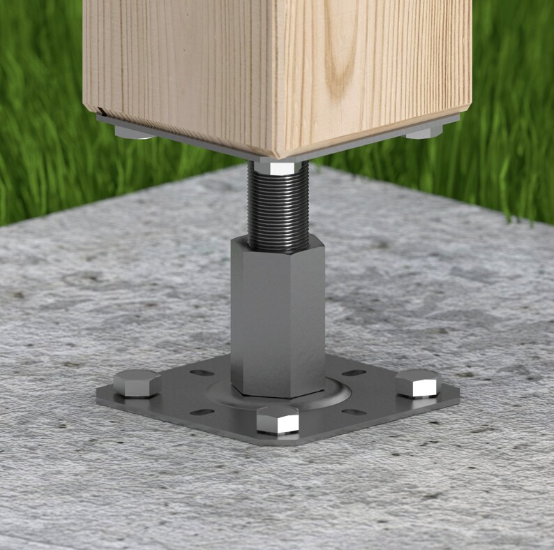 Galvanised Silver Height Adjustable Pergola Post Support Pergola ...