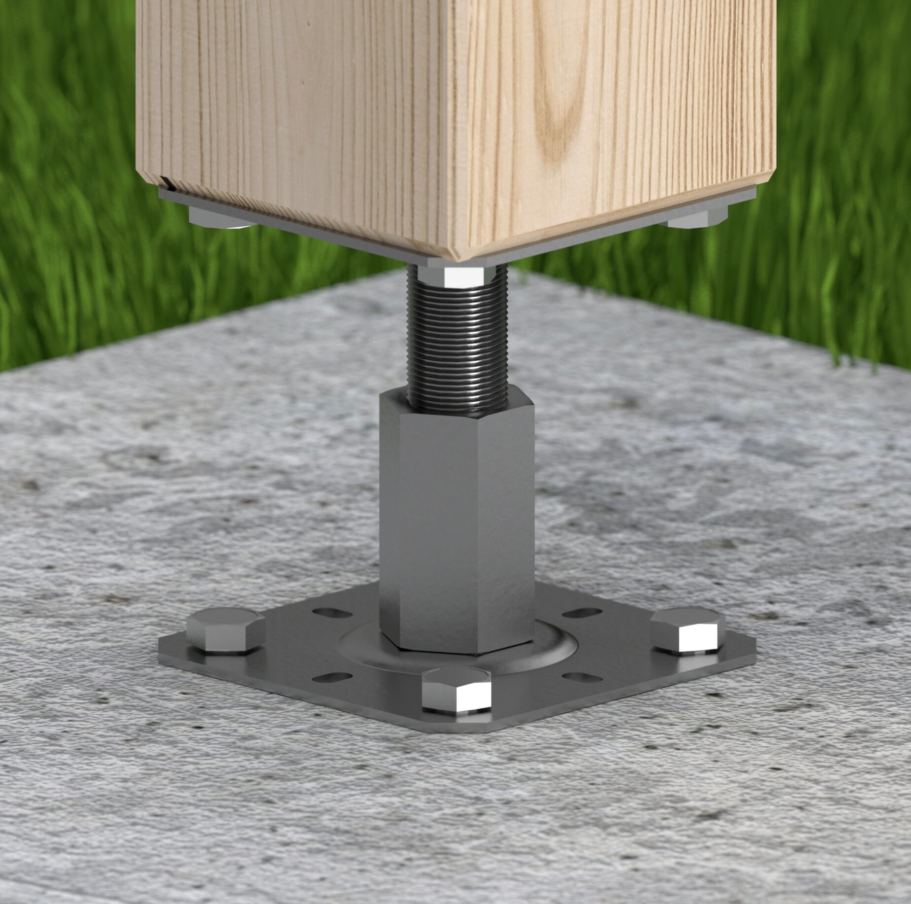 Galvanised Silver Height Adjustable Pergola Post Support Pergola ...