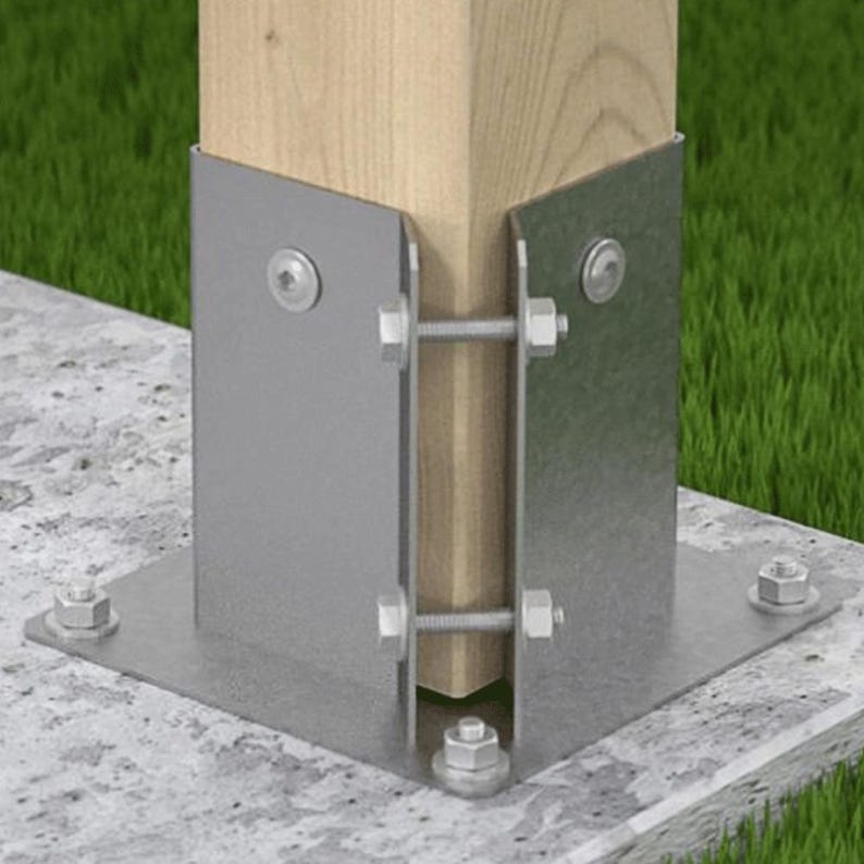 Galvanised Bolt Down Pergola Post Support Fence Foot Base Clamp ...