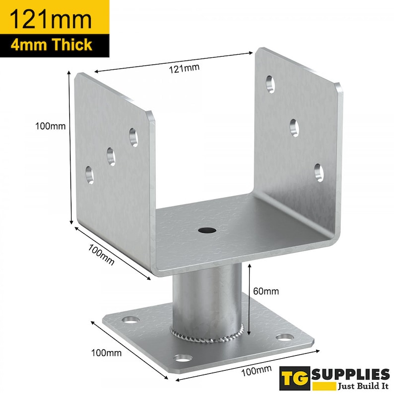 Heavy Duty Galvanised Elevated Bolt Down Pergola Post Support | Post ...