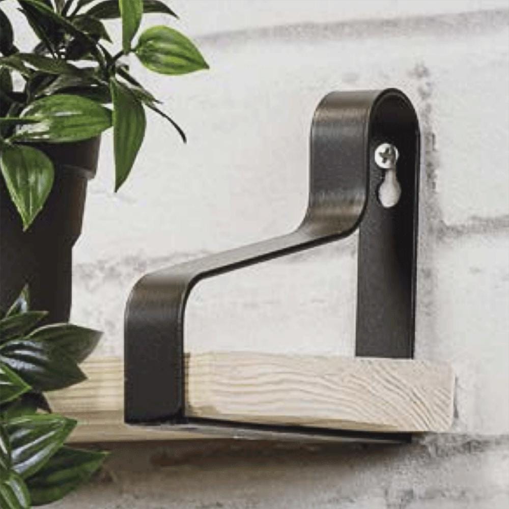 Single Black Powder Coated Wall Mounted Shelf Bracket | Industrial ...